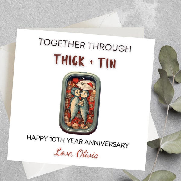 Anniversary Ten Year Card - Etsy