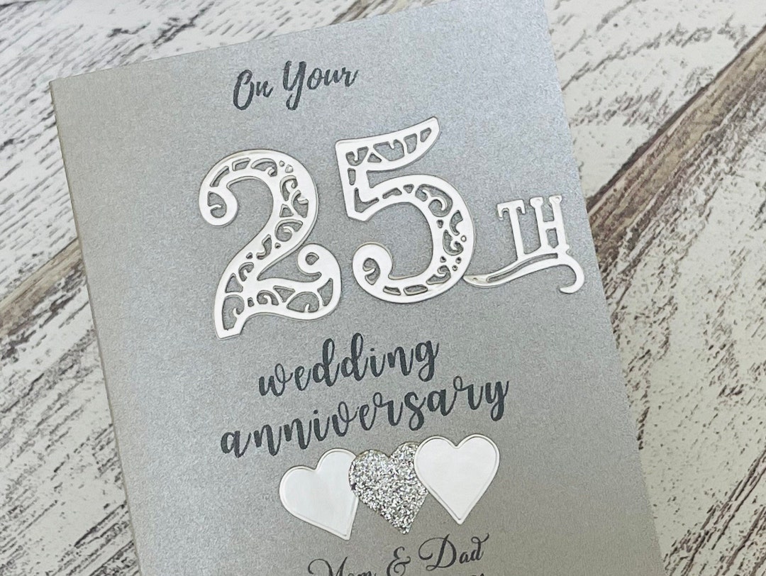 Silver Wedding Anniversary Card, 25th Wedding Anniversary Card ...
