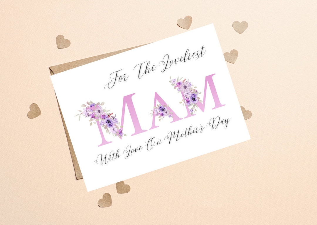 Mam Mothers Day Card, Mother's Day Card for Mum, Card for Mam, Floral ...