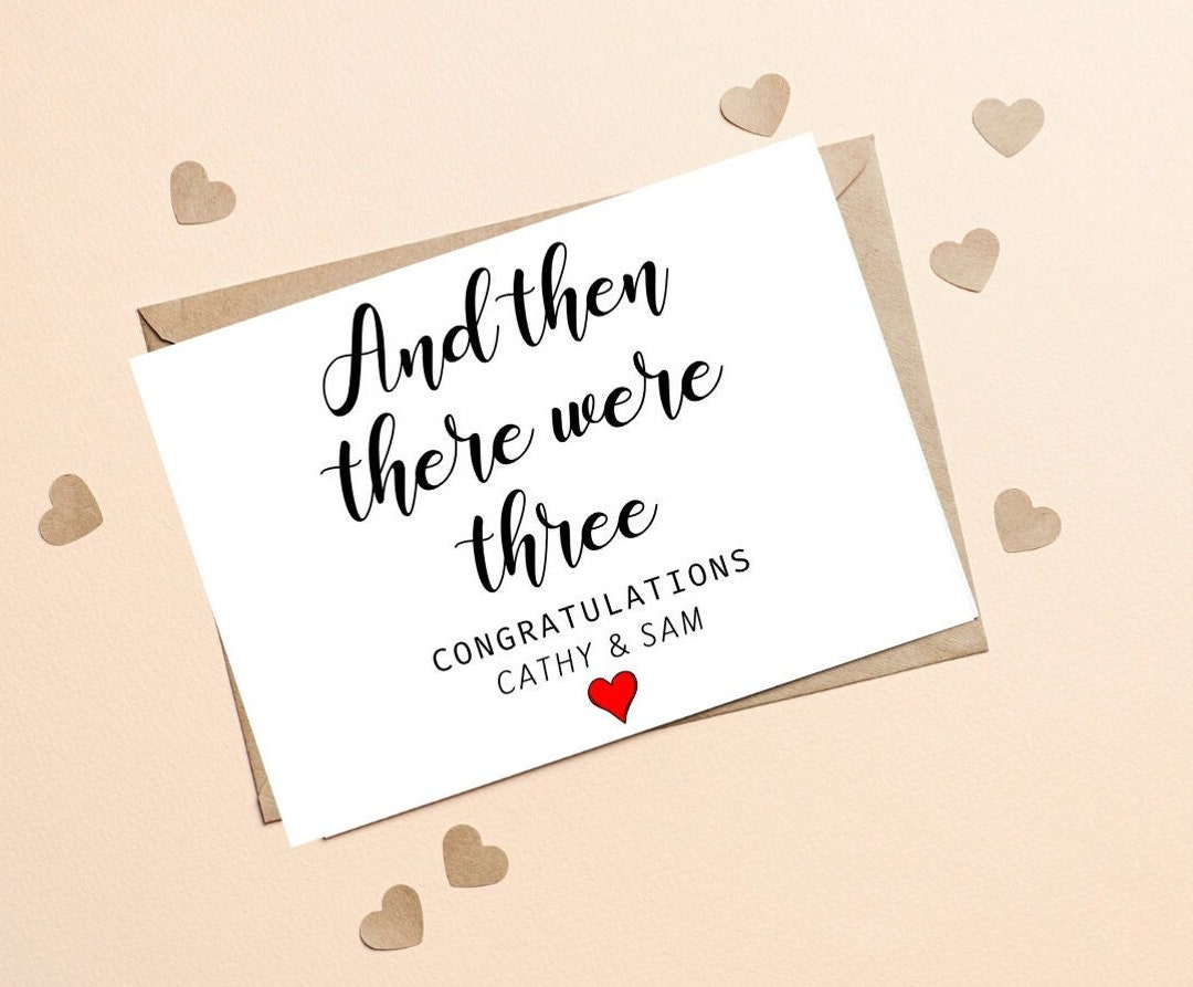 New Baby Card, and Then There Were Three, Baby Announcement Card ...