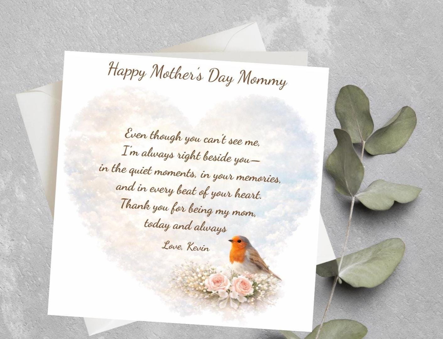 Memorial Mother's Day Card, Mom Memorial Card, From Heaven Card, Loss ...