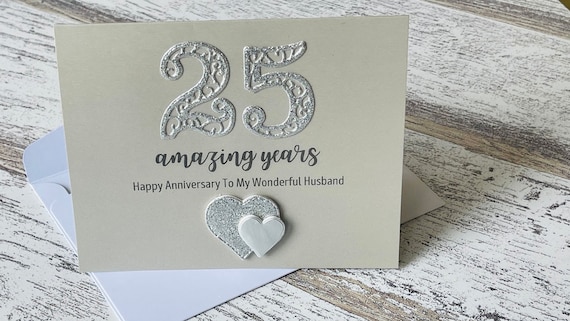 Silver Wedding Anniversary Card Silver Anniversary Card For | Etsy