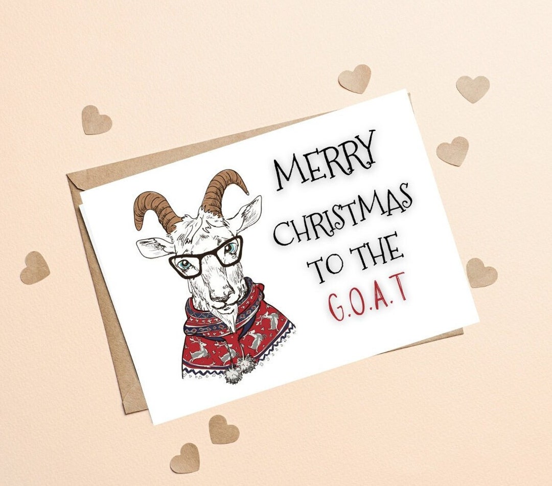Goat Christmas Card, Cute Goat Christmas Card, Goat Merry Christmas ...