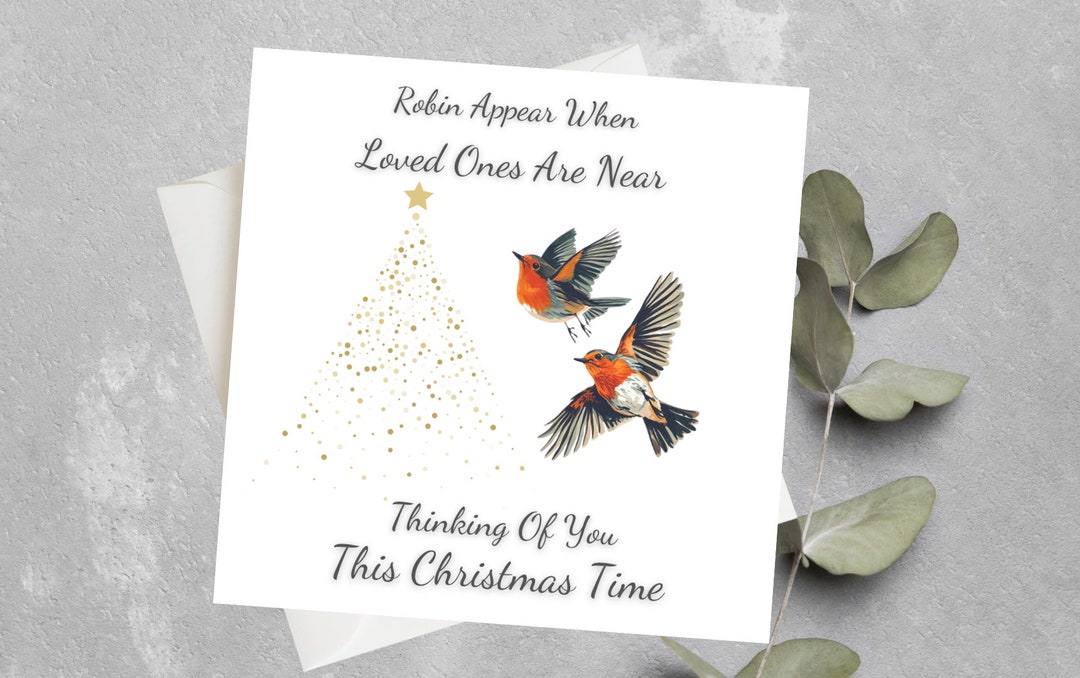 Personalised Robin Sympathy Christmas Card, Thinking of You Christmas ...