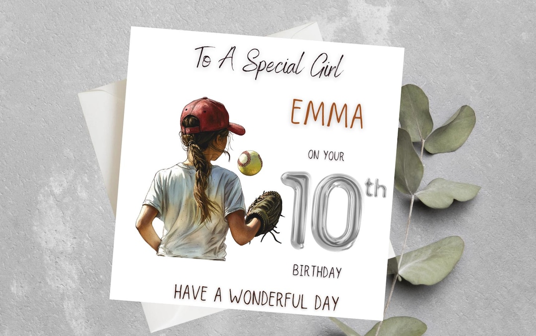 Personalised Softball Birthday Card for Daughter, Granddaughter, Niece ...