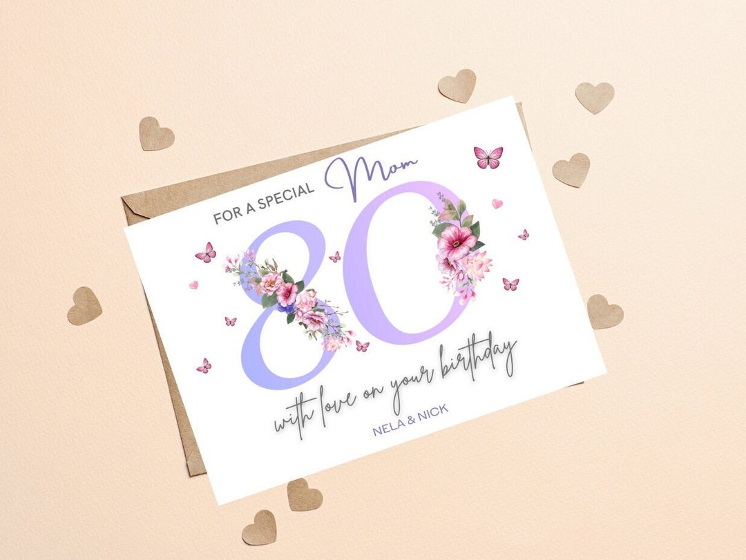 Happy 80th Birthday Card Mum, 80th Card Nan, 80th Birthday Grandma ...