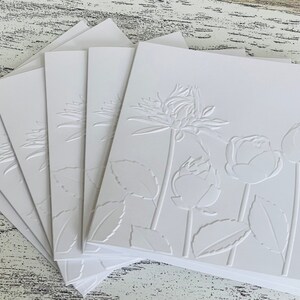 Embossed White Floral Notecards set of 6, Embossed Note Cards All ...