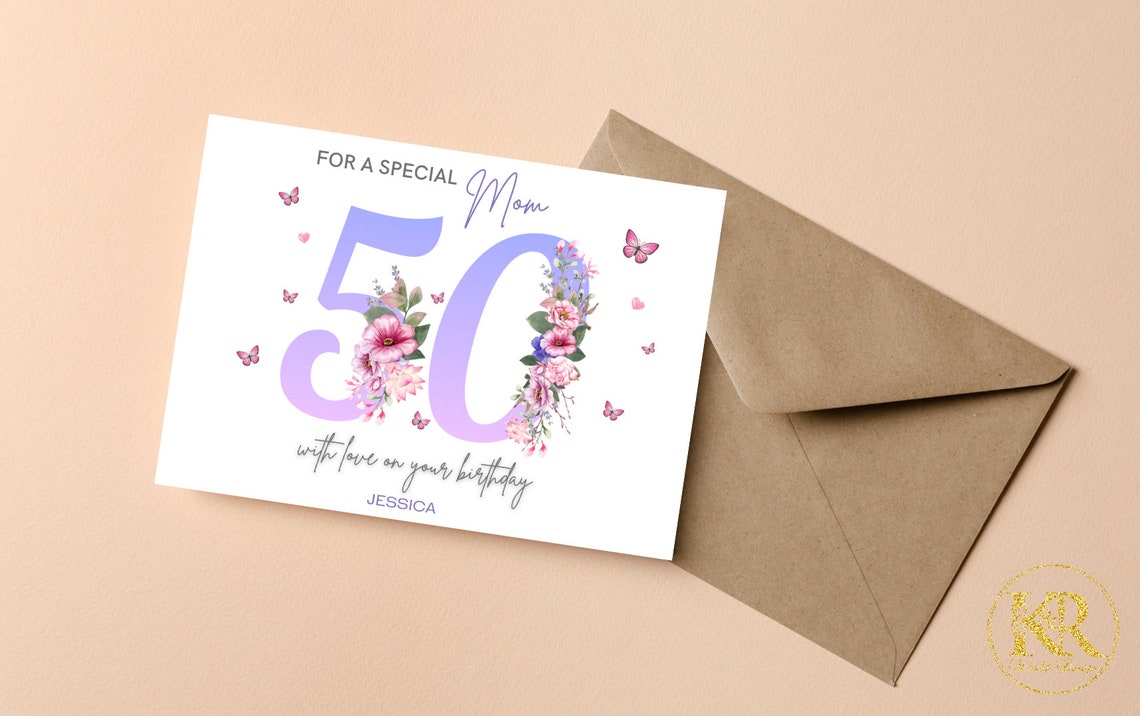 Happy 50th Birthday Card Mom, 50th Card Mom, 50th Birthday Card for ...