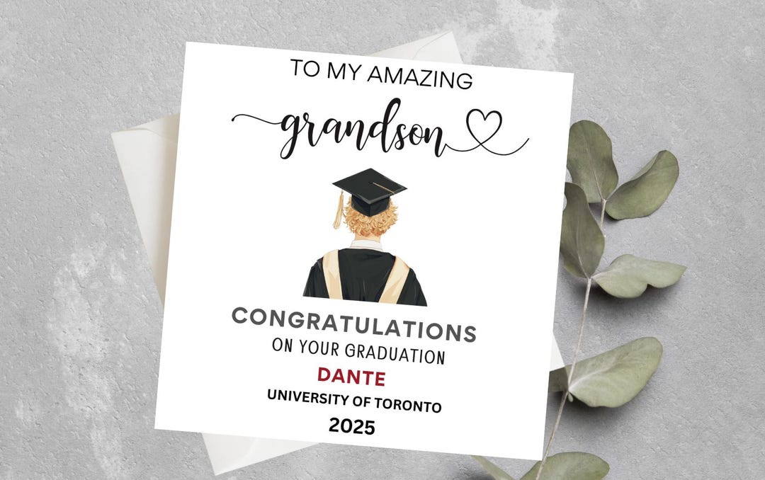 Personalised Grandson Graduation Card With Cap and Scroll, University ...