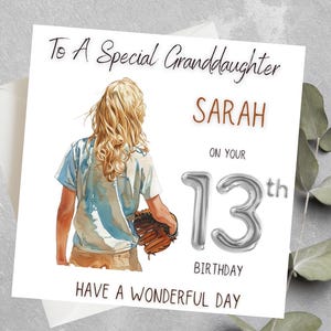 Personalised Softball Birthday Card for Daughter, Granddaughter, Niece ...