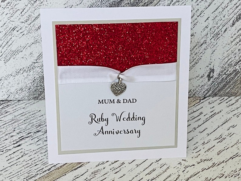 Ruby Wedding Anniversary Card Personalised Handmade Ruby - Etsy