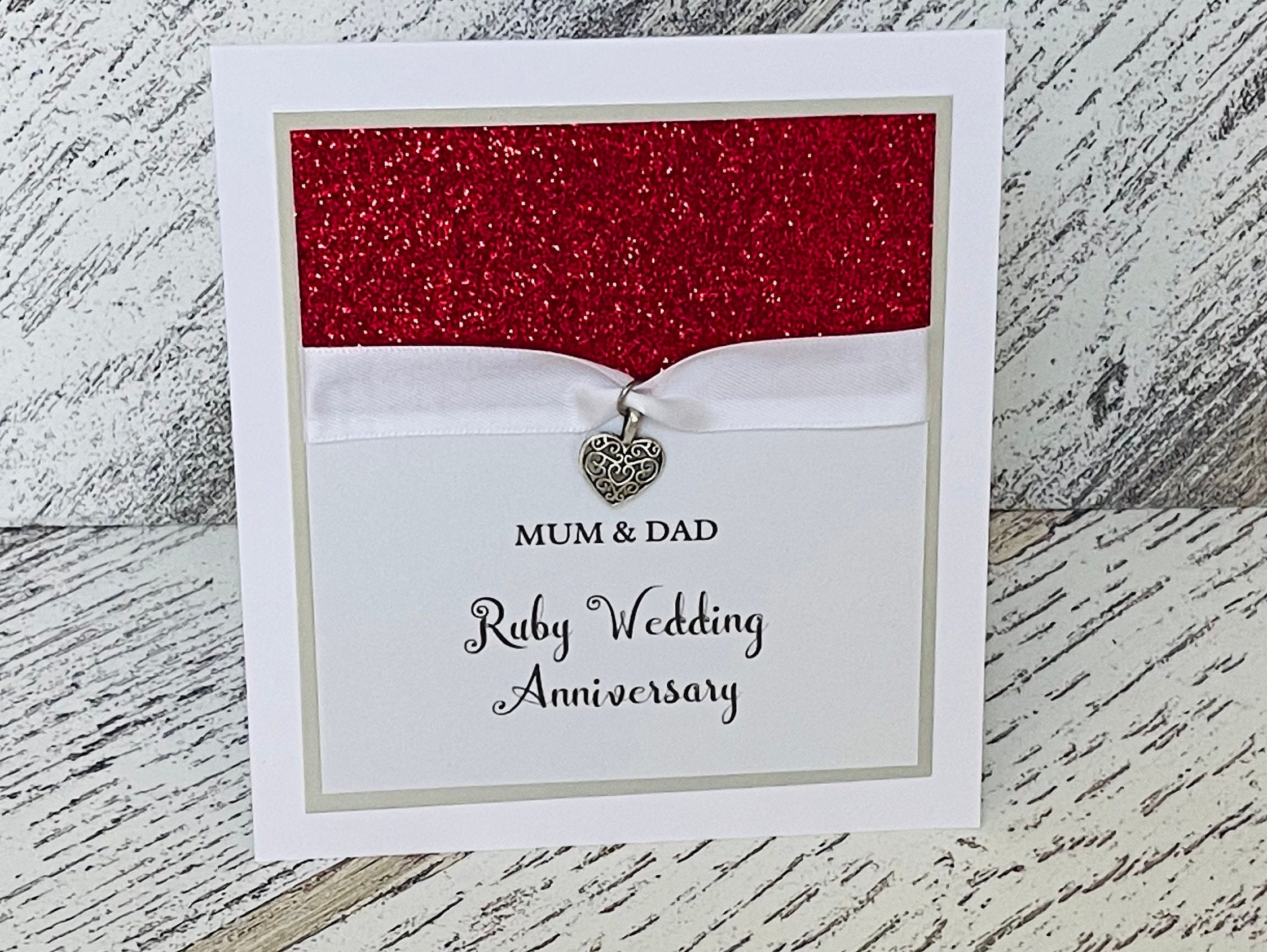 Ruby Wedding Anniversary Card, Personalised Handmade Ruby Wedding ...
