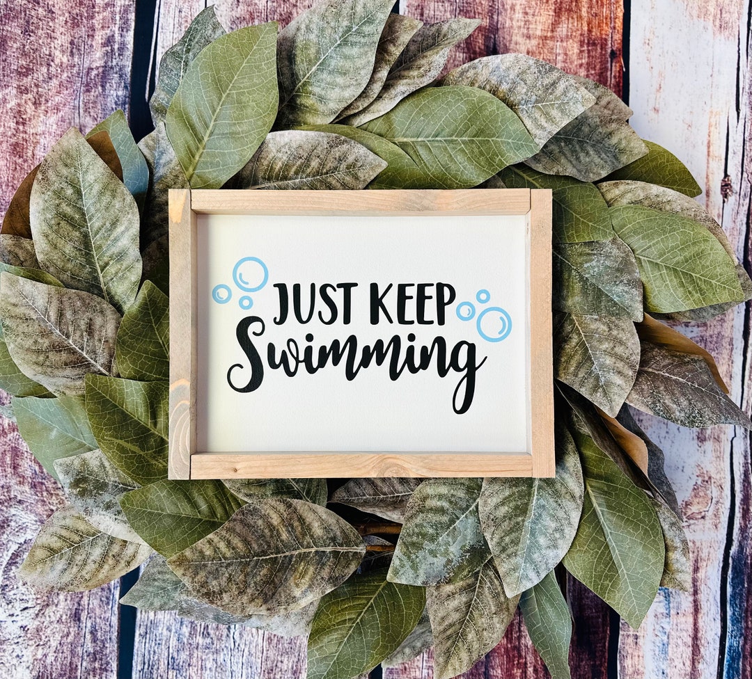 Just Keep Swimming Bathroom Sign Farmhouse Bathroom Sign - Etsy