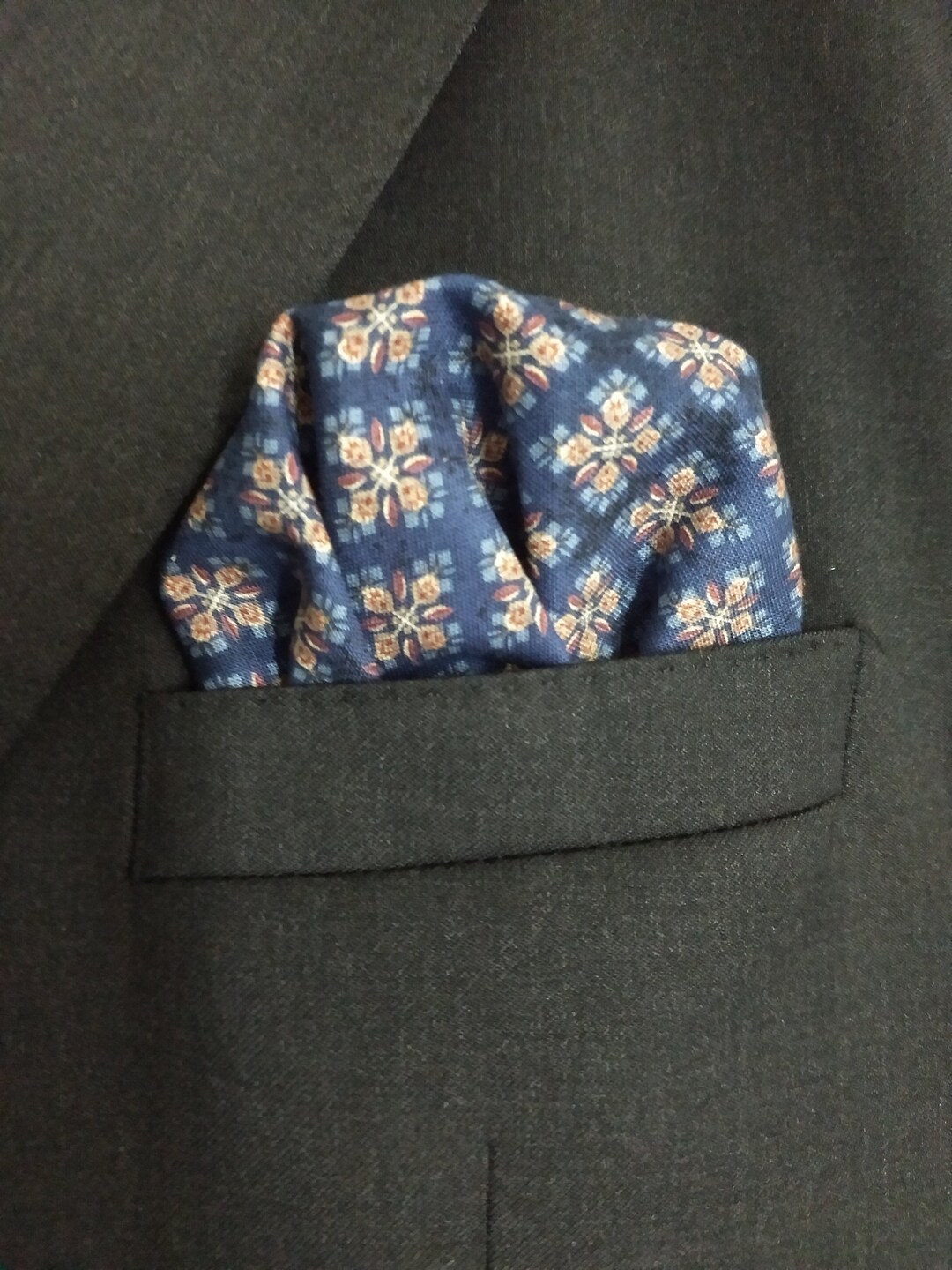 Pre-folded Pocket Square in Blue Chambray Print Pouf - Etsy