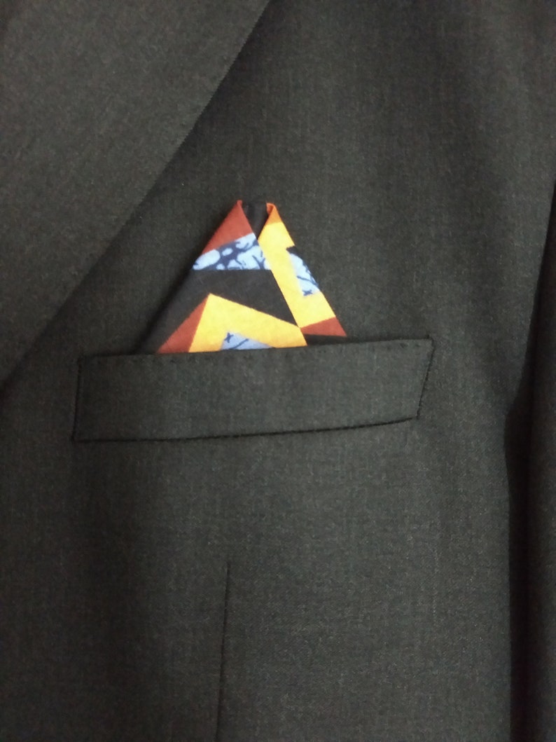 Pre-folded Pocket Square in Black and Orange - Etsy