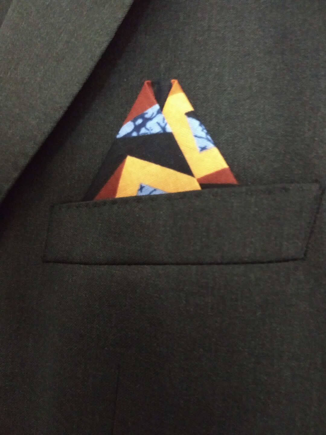 Pre-folded Pocket Square in Black and Orange - Etsy