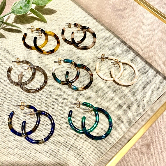 Tortoise Hoop Earrings Tortoise Shell Hoop Earrings Various - Etsy