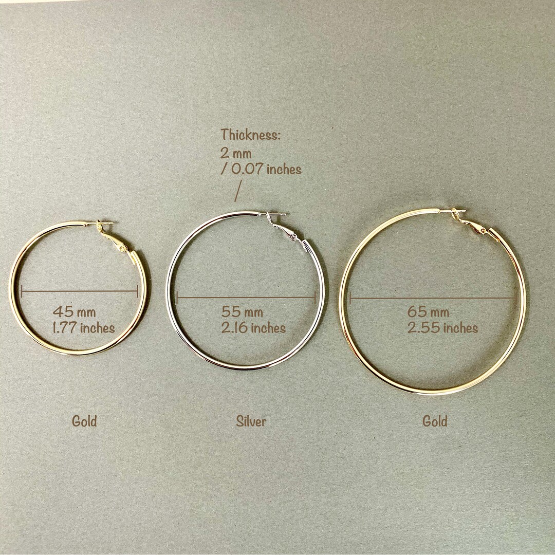 Large Hinge Clip Polished Hoops, Clip on Hoop Earrings, Gold Hoop ...