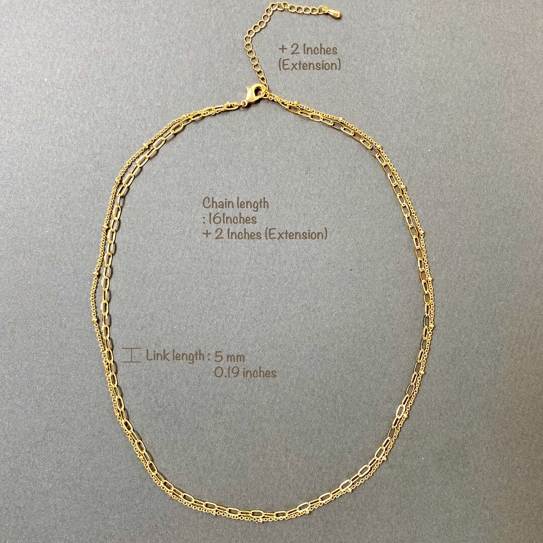 Gold Layered Link Chain, Gold Link Chain Necklace Set,dainty Rectangle ...