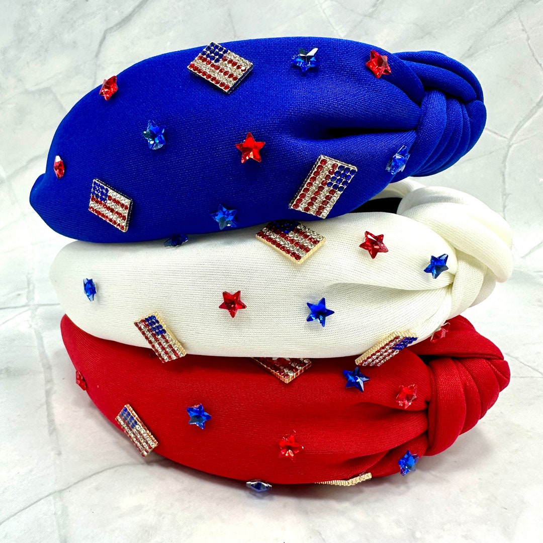 July 4th Memorial Day Headband, Red White and Blue American Flag ...