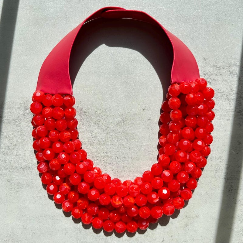 Red Bead Necklace - Etsy