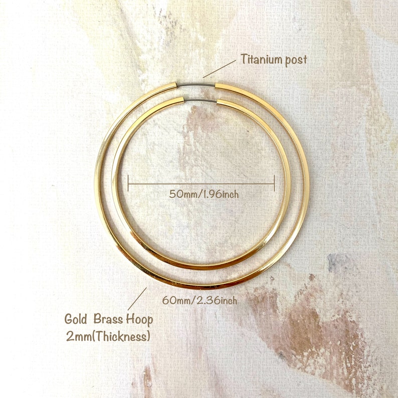 Angled Hoop Earrings Delicate & Lightweight Hoops50mm60mm - Etsy