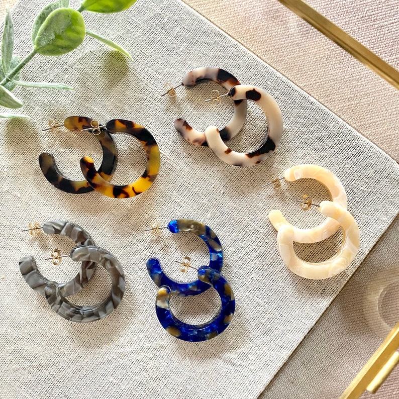 Tortoise Hoop Earrings Tortoise Shell Hoop Earrings Various - Etsy