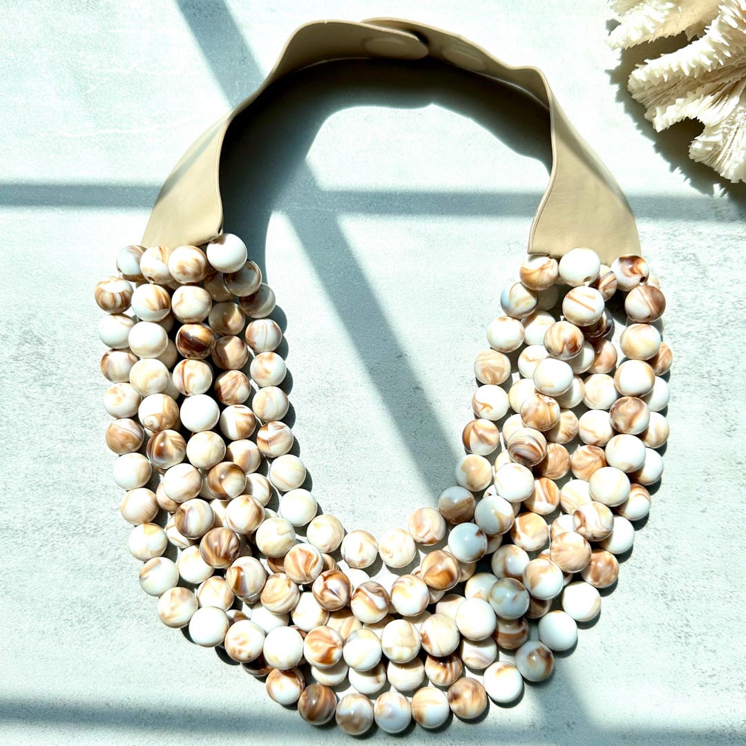 Multi Resin Beaded Magnetic Statement Necklace, Layered Multi Beaded ...