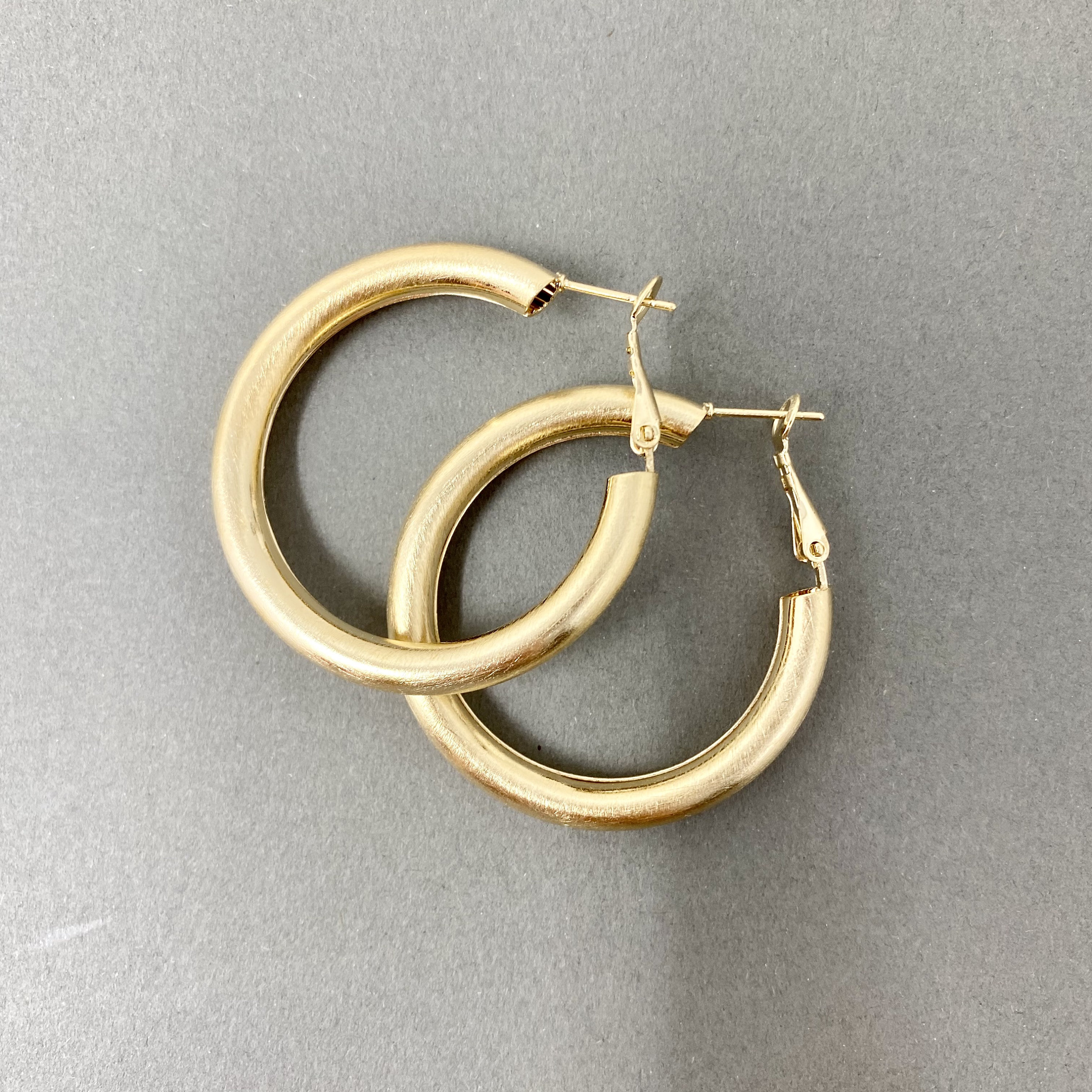 22mm,32mm Large Hoop Earrings, Brushed Gold Hoop Earrings, Tube Hoop ...