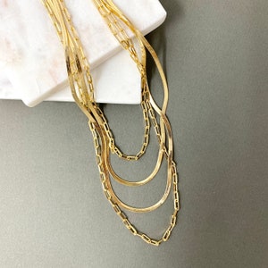 18K Gold Filled Chain Necklace, Gold Snake Chains, Snake Choker ...
