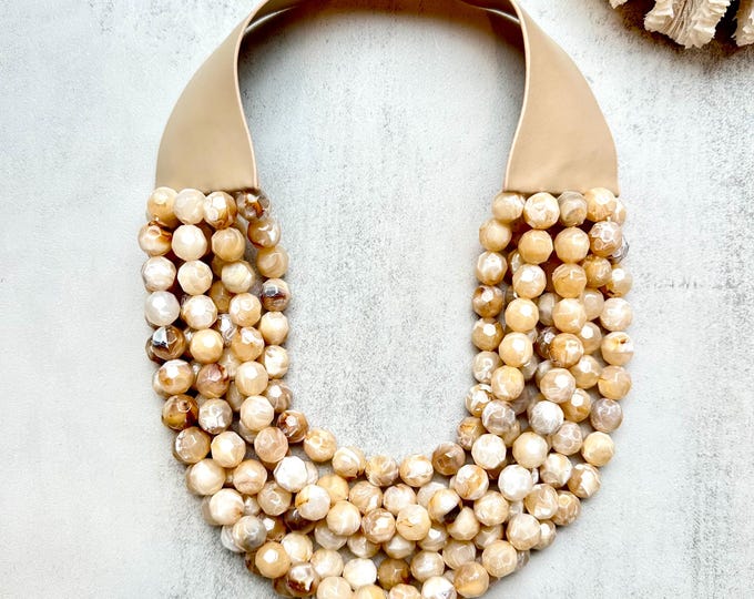 Neutral / Assorted Beige Seed Bead Layering Necklace - Etsy