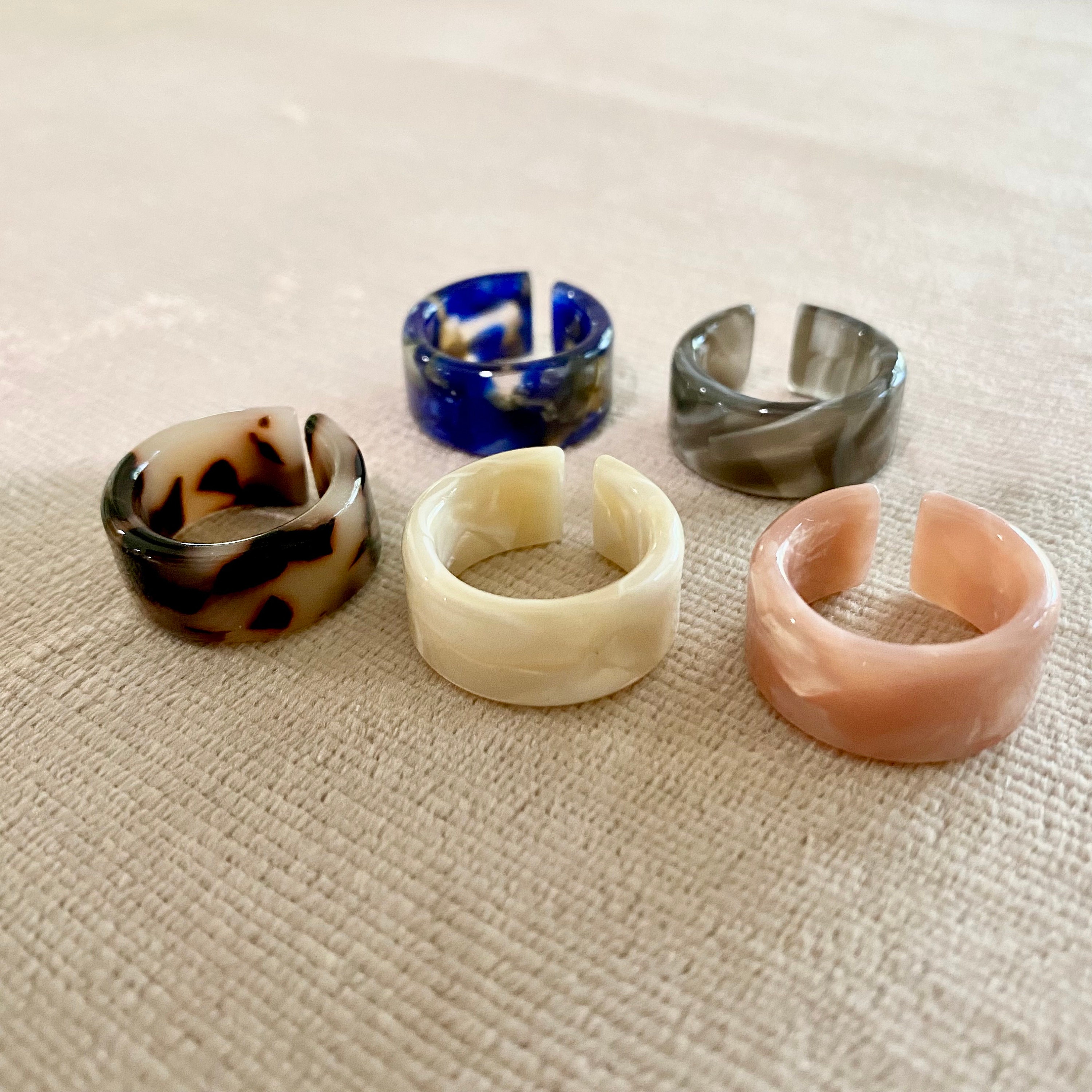 Classic Tortoise Ring, Shell Ring, Resin Ring, Acetate Ring, Flat Ring ...