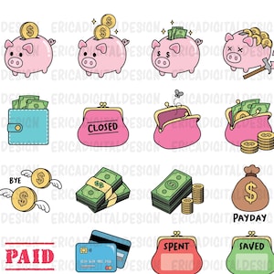 Saving Money Tracker Clipart Financial Clip Art Piggy Bank Payday ...
