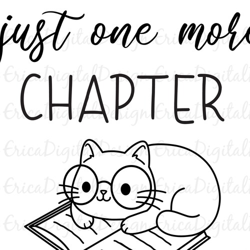 Just One More Chapter SVG Cat on Book Cut File Kawaii Cat - Etsy