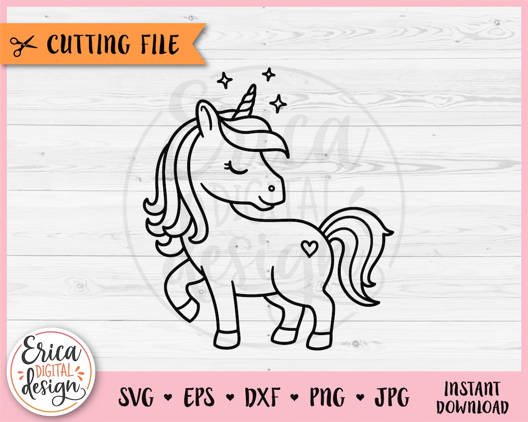 Baby Unicorn Outline SVG Cut File for Cricut Silhouette Magical Cute ...