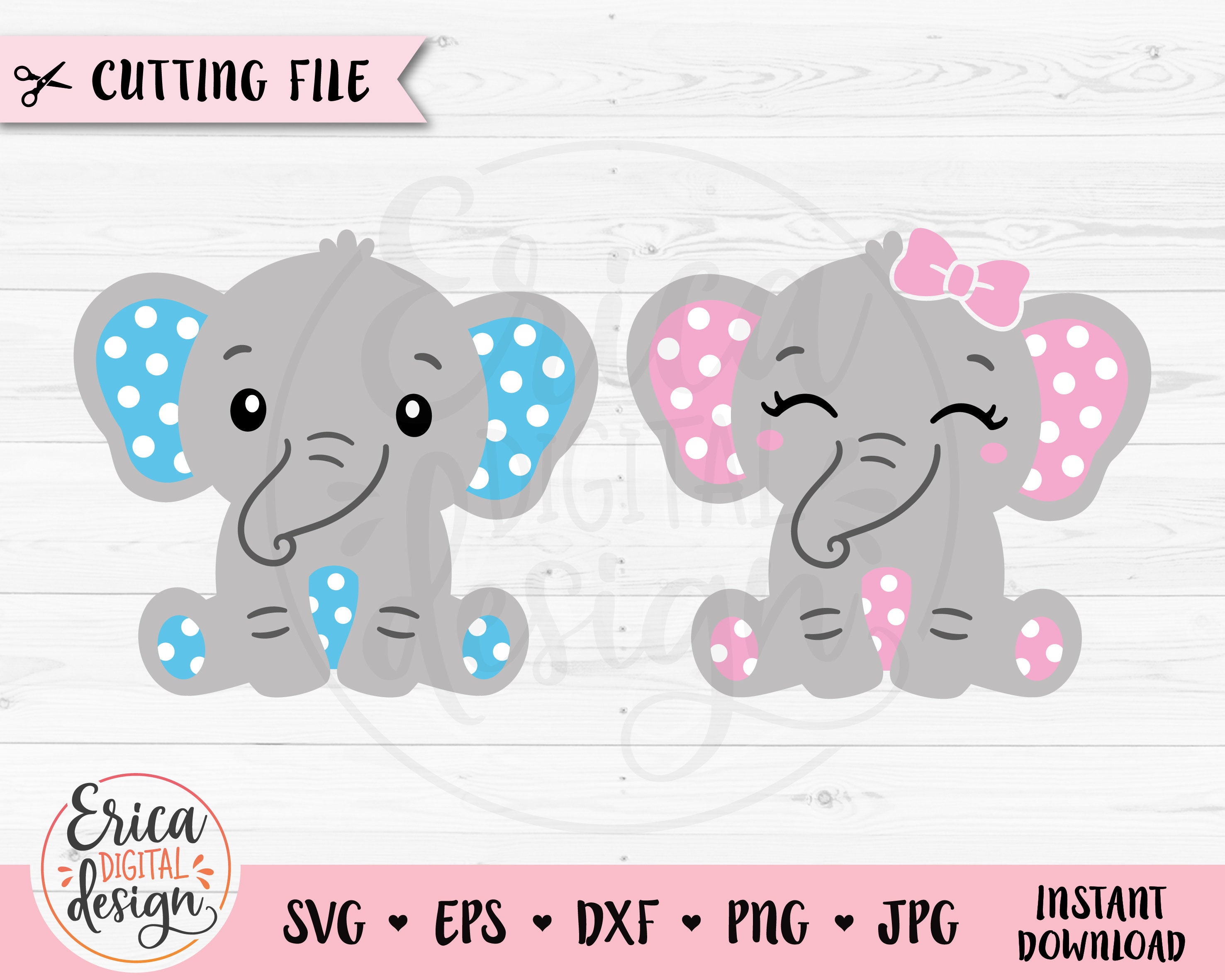 Elephant Boy Girl SVG Cute Baby Elephant Layered Cut File Baby Shower ...