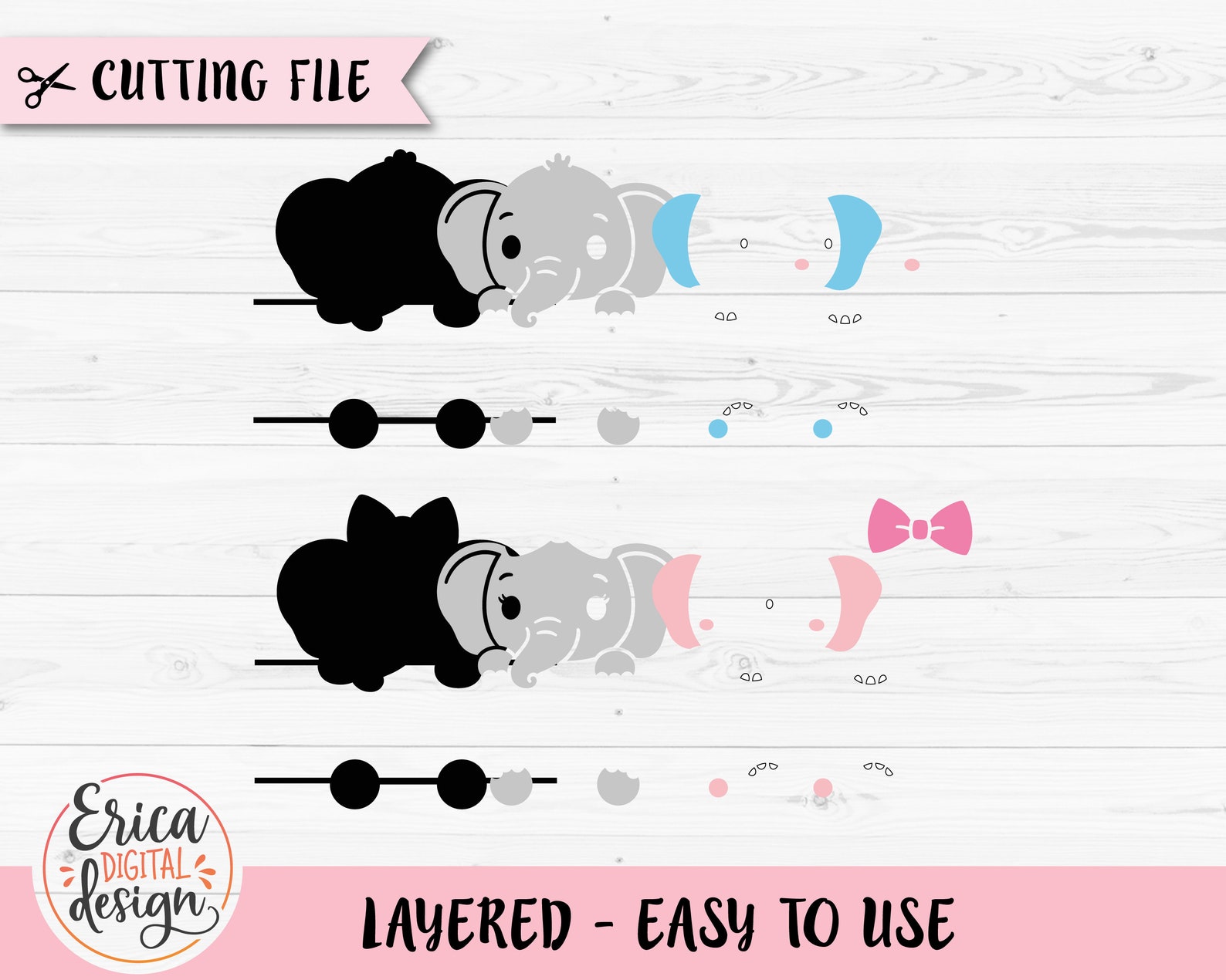 Elephant Monogram SVG Split Monogram Name Frame Cricut Silhouette ...