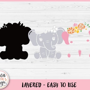 Girl Elephant Flower Crown SVG Cute Floral Elephant Cut File Cricut ...