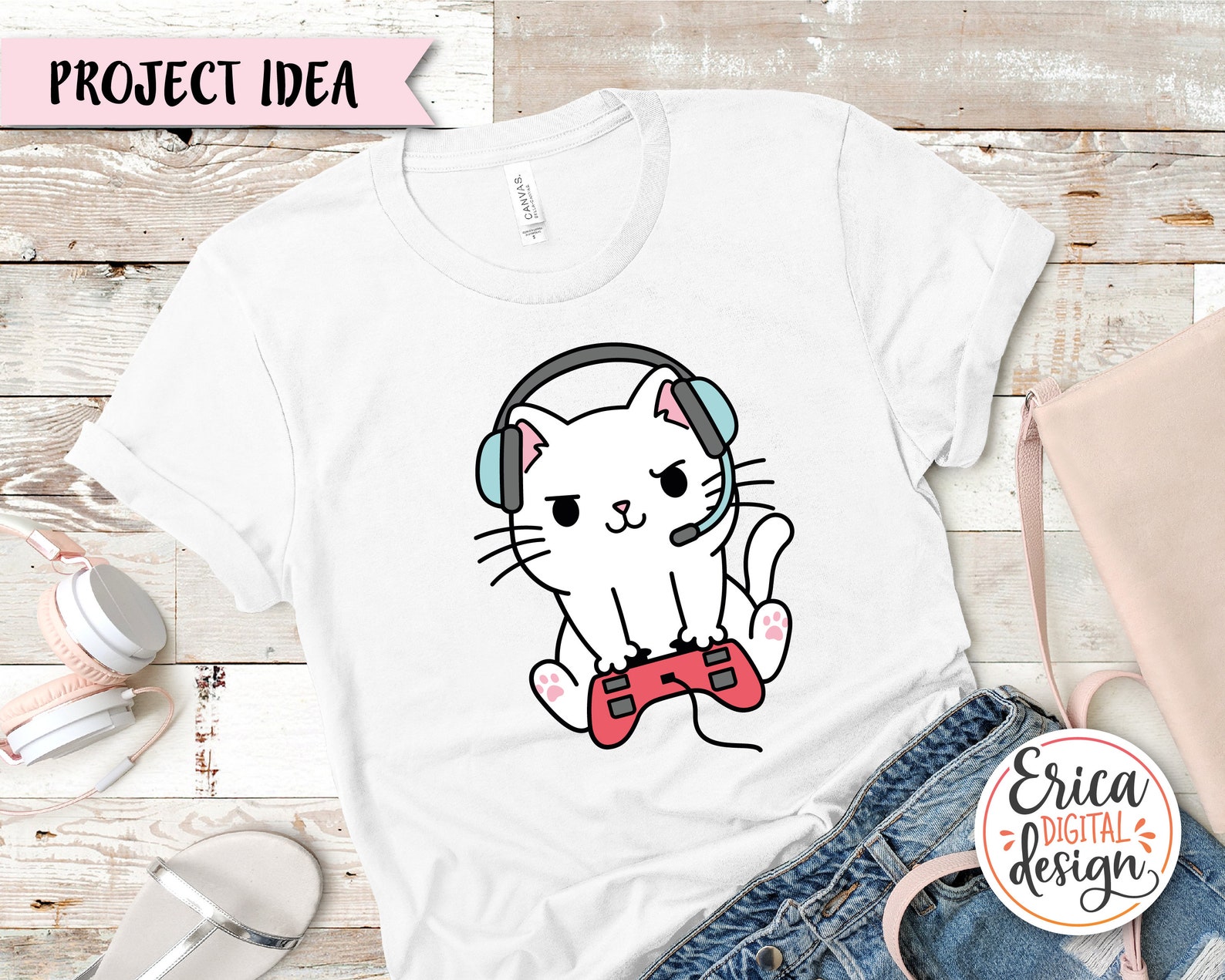 Gamer Cat SVG Cut File Funny Nerd Geek Cat Video Game Gaming Cutting ...