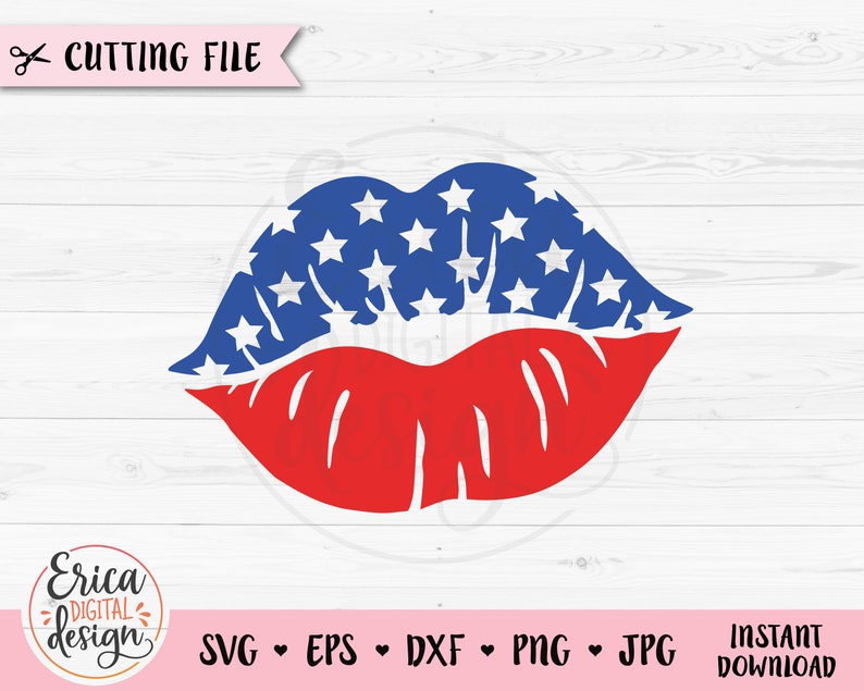 USA Flag Lips SVG American Flag Kiss Cut File Patriotic 4th - Etsy