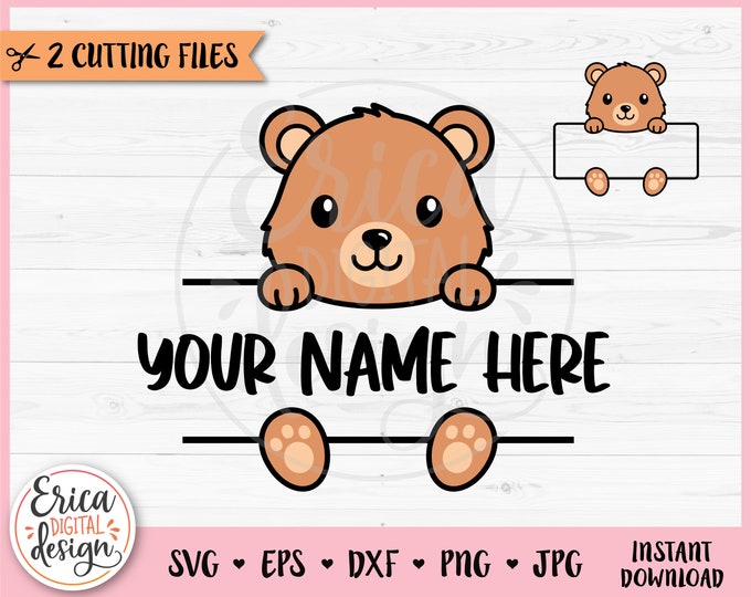 Teddy Bear Monogram Svg, Bear Monogram Svg, Bear Name Svg, Name Frame ...