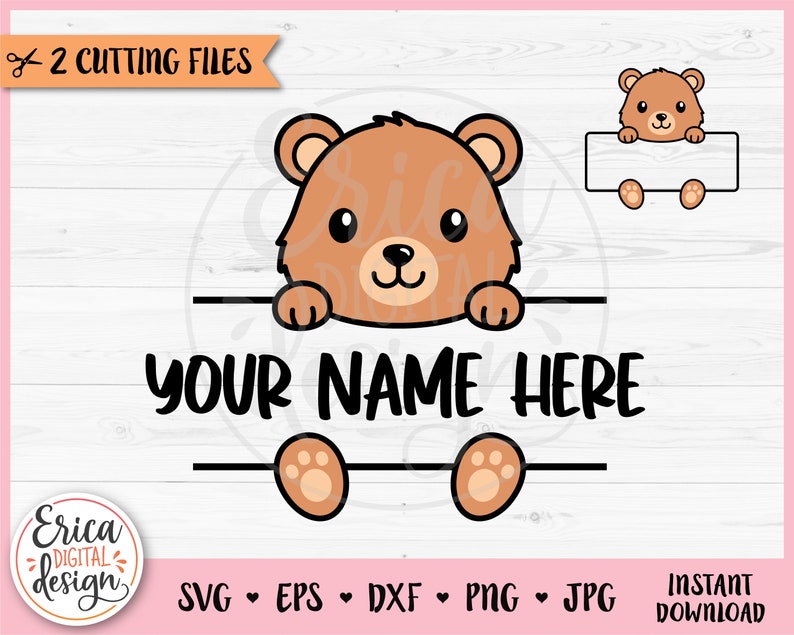 Bear Clipart Name Frame Layered SVG Cut File Cricut Silhouette Split ...