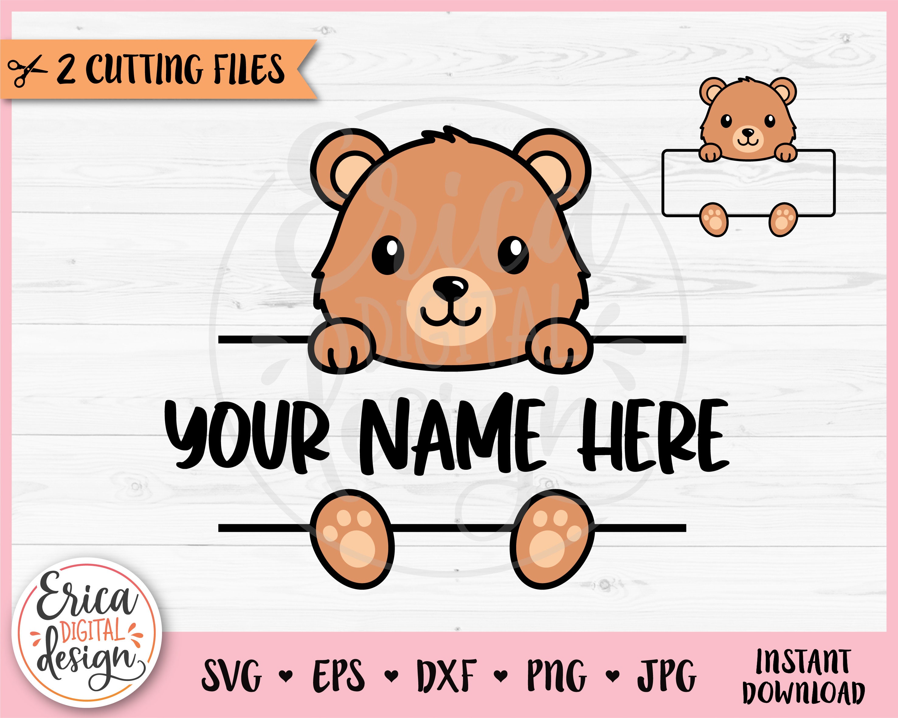 Bear Clipart Name Frame Layered SVG Cut File Cricut Silhouette Split ...
