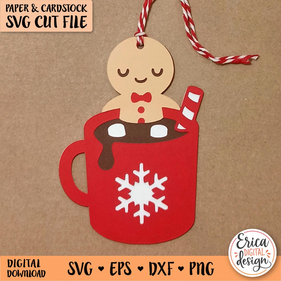 Gingerbread Man SVG Christmas Gift Tag Cut File Cricut Silhouette Xmas ...