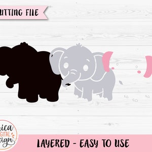 Baby Elephant Layered SVG Cut File Cricut Silhouette Cute Elephant Baby ...
