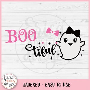 Bootiful Ghost Layered SVG Cut File Cricut Silhouette Boo Tiful Ghost ...