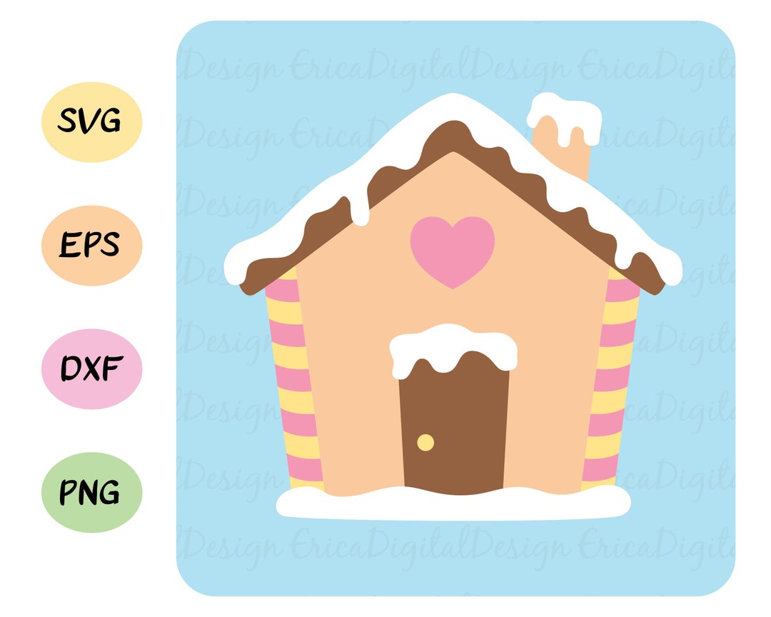 Cute Gingerbread House SVG Kawaii Christmas Cut Files Kawaii Vectors ...