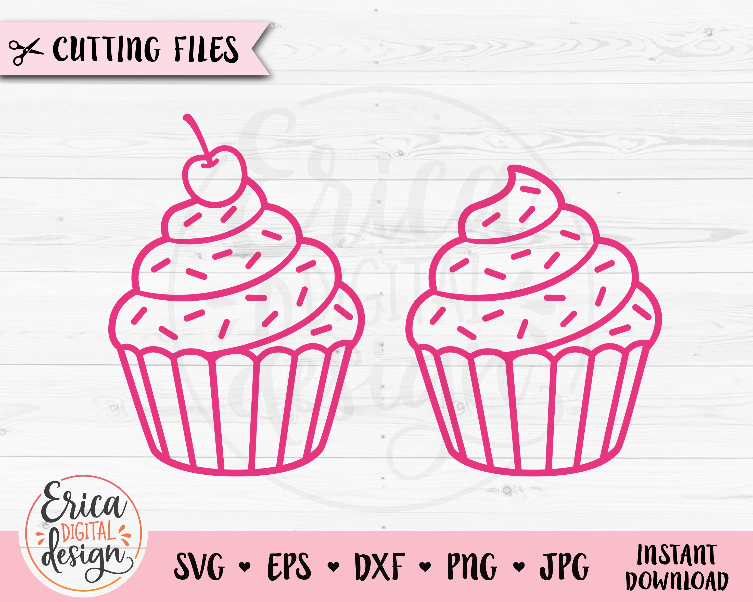 Cupcake Outline SVG Cute Cupcake Cutting File Birthday Shirt Sweet Girl ...