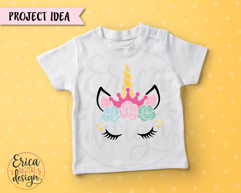 Unicorn Face SVG Unicorn Eyelashes Cut File Crown Flowers - Etsy