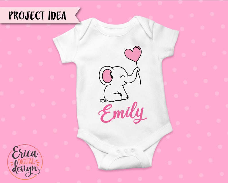 Baby Elephant SVG Cute Elephant Balloon Cut File Baby Shower - Etsy